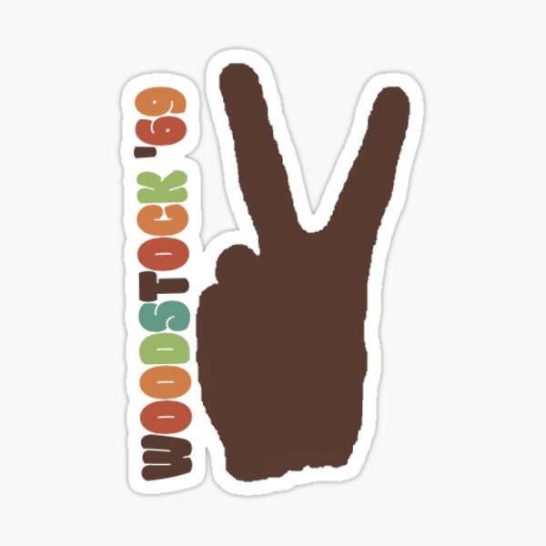 "Woodstock 69' peace sign (skin tone 2)" Sticker by beatydesigns ...