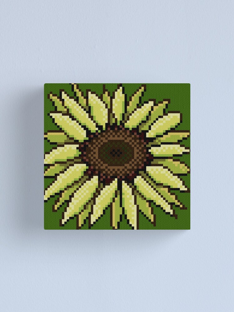 "Retro Pixel Sunflower " Canvas Print for Sale by Blingley | Redbubble