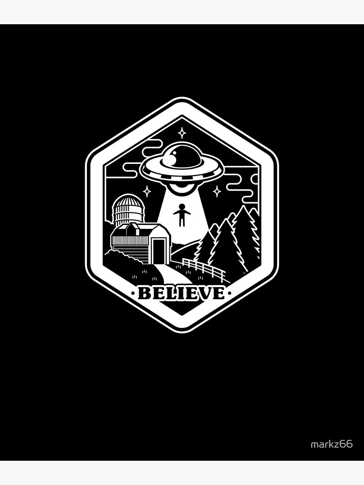 "Alien Abduction UFO Believe Farm Logo" Photographic Print for Sale by ...