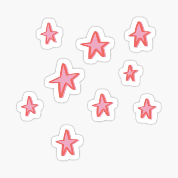 "Pink & Red Star Sticker Pack" Sticker by DesignedByHand | Redbubble
