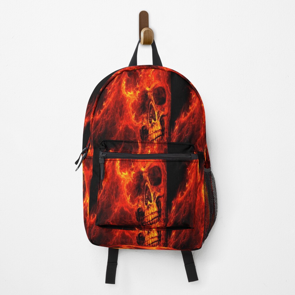 "Flaming Skull Burning Death Head Horror Art" Backpack for Sale by ...
