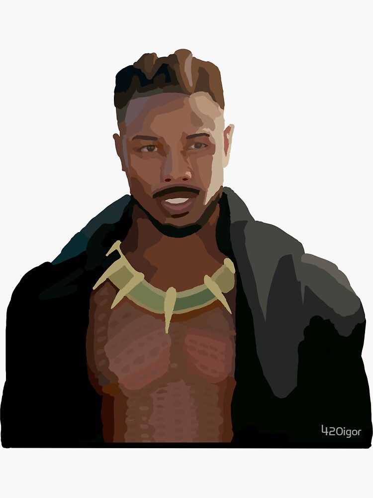 "Erik Killmonger + Michael B Jordan in Black Panther" Sticker for Sale ...