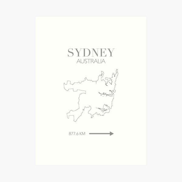 "Sydney Australia Outline MAP" Art Print for Sale by Emmbrawl | Redbubble