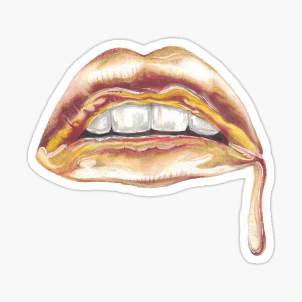 "Dripping Gold Lips" Sticker by Saffron-Francis | Redbubble