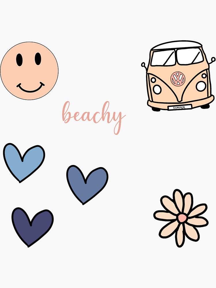 "beachy sticker pack" Sticker for Sale by lbrody12 | Redbubble