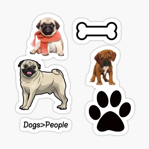 "Pug Pack" Sticker by kmaloney28 | Redbubble