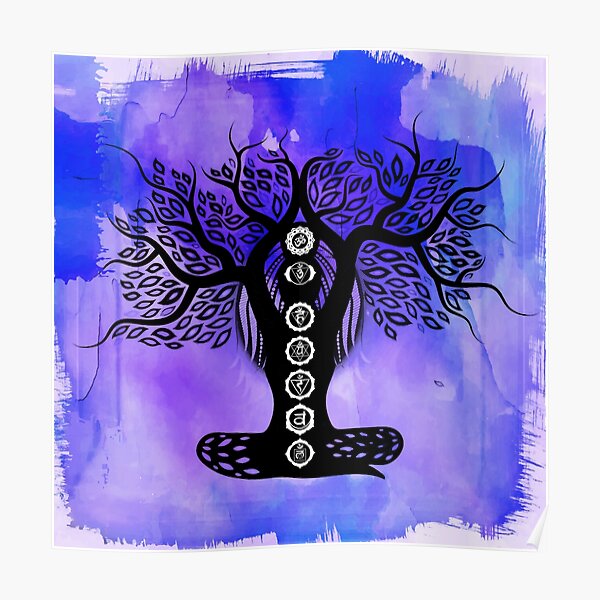 Póster «Chakra Lady Tree - Acuarela Azul-Púrpura» de serenaking | Redbubble