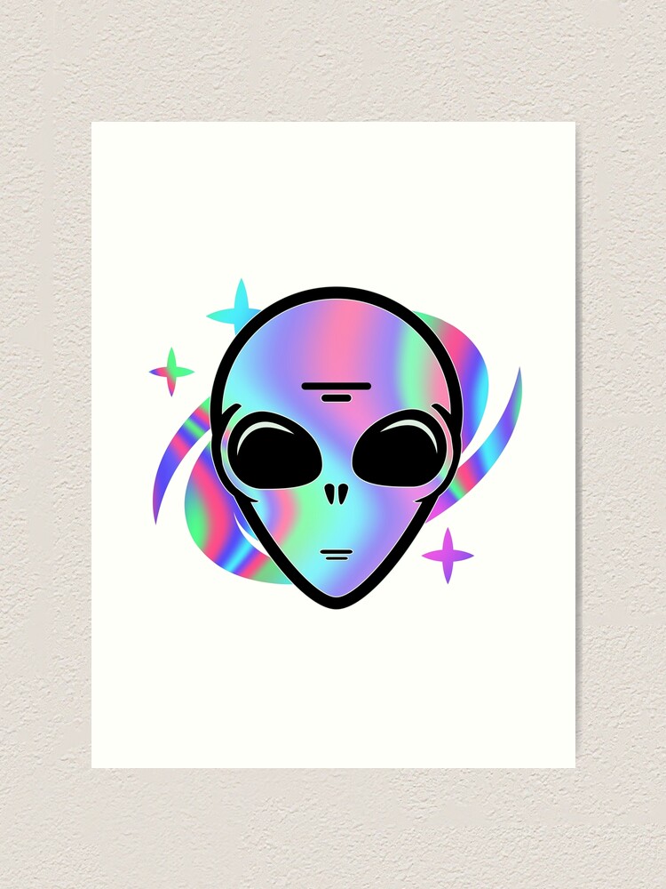 "Vaporwave Alien Head Gift Psychedelic Hippie Alien Design graphic" Art ...