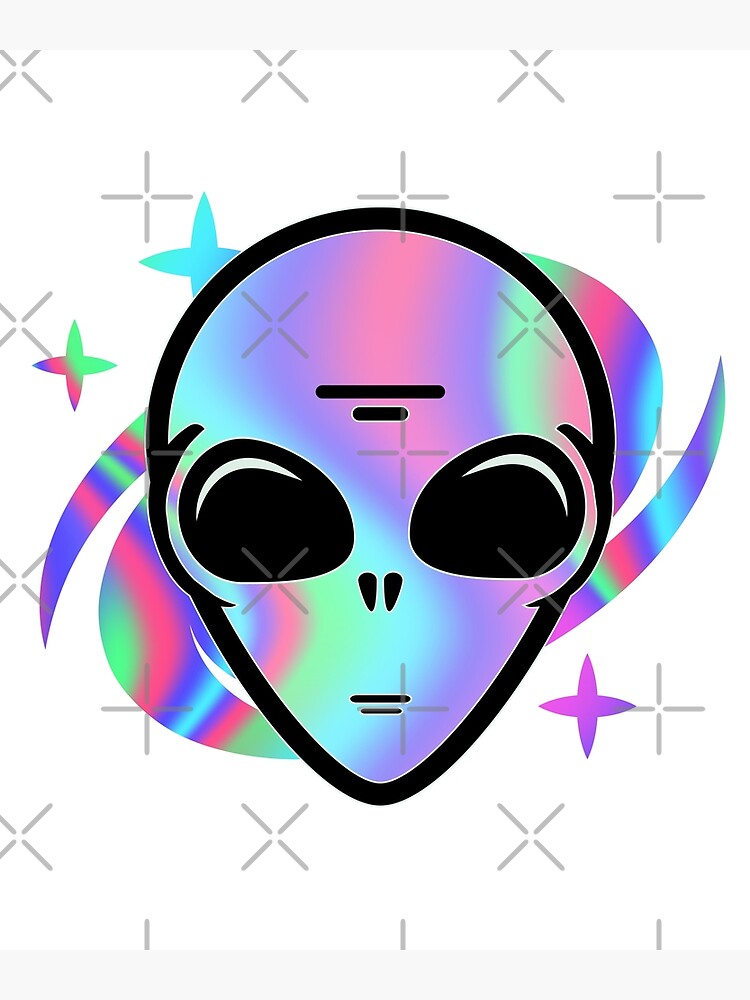 "Vaporwave Alien Head Gift Psychedelic Hippie Alien Design graphic" Art ...