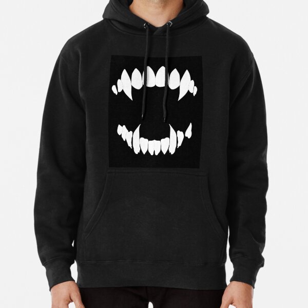 "Vampire teeth on black background " Pullover Hoodie for Sale by ...