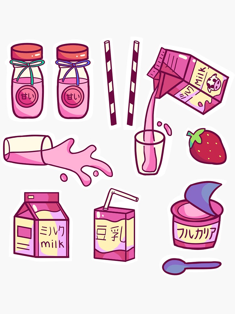 "Milk Sticker Pack - Strawberry Flavor" Sticker for Sale by ...