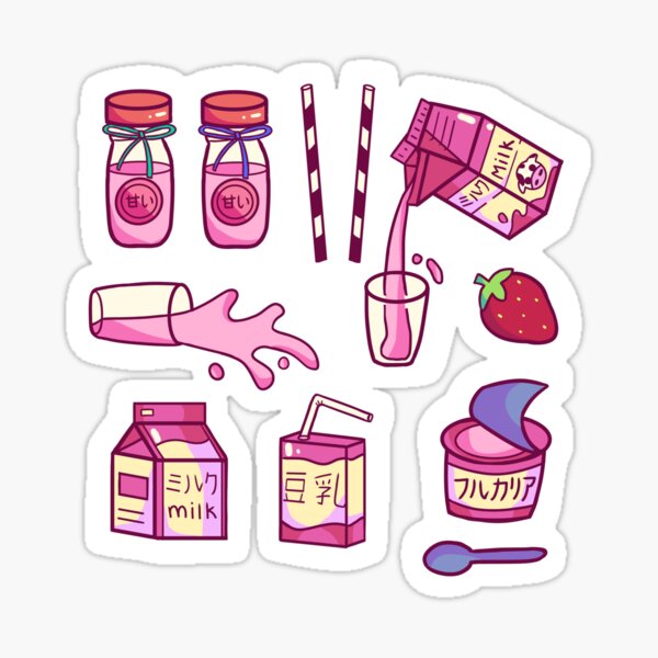 "Milk Sticker Pack - Strawberry Flavor" Sticker for Sale by ...