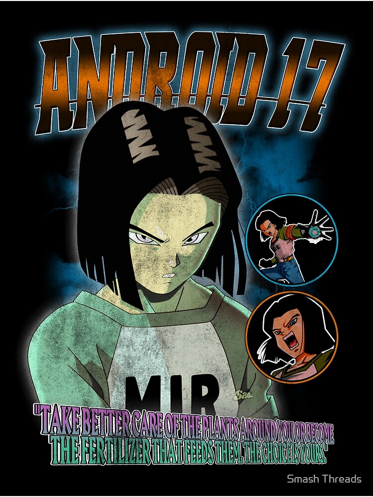 "Android 17 Vintage Bootleg Rapper - Dragon Ball Super" Art Print by ...