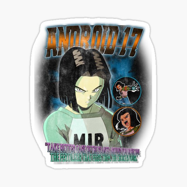 "Android 17 Vintage Bootleg Rapper - Dragon Ball Super" Sticker by ...