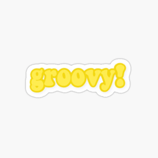 "groovy aesthetic yellow text" Sticker by hannahstickerss | Redbubble