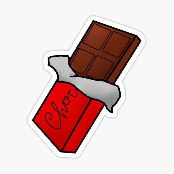 "Red chocolate bar" Sticker for Sale by strawberrypsych | Redbubble