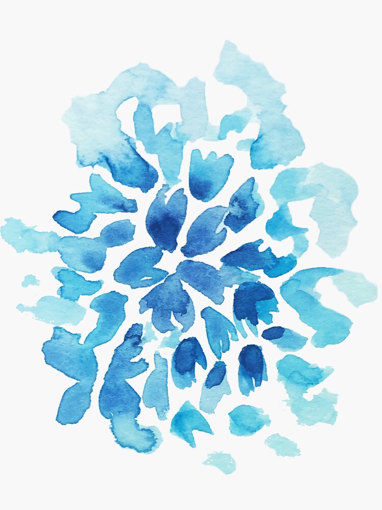 "Blue Abstract Watercolor Flower" Sticker by emberlymotz | Redbubble