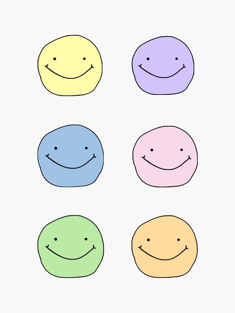 "Pastel Smiley Faces" Sticker for Sale by limeseltzer | Redbubble