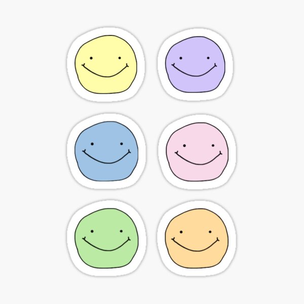 "Pastel Smiley Faces" Sticker for Sale by limeseltzer | Redbubble