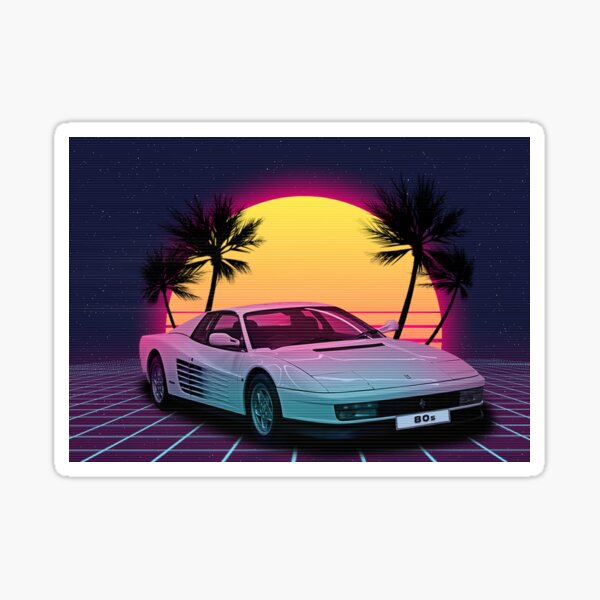 "Testarossa Synthwave Retro Car" Sticker for Sale by yaekus | Redbubble