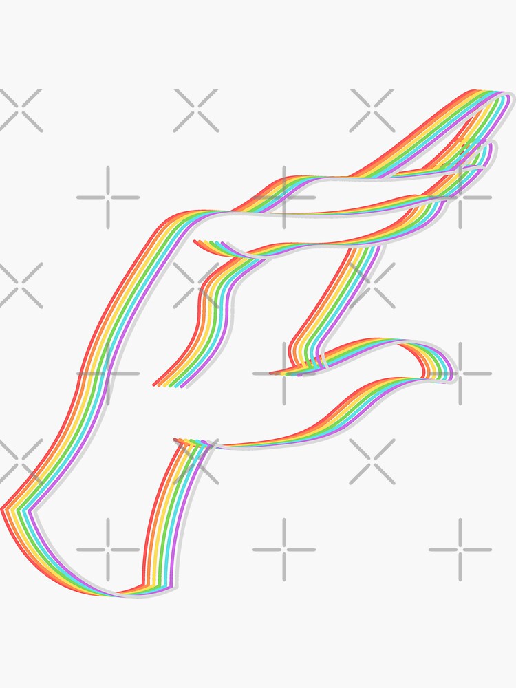 "Rainbow reaching hand" Sticker by campfiredesigns | Redbubble