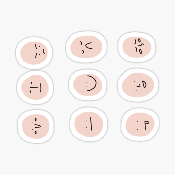 "mood faces sticker pack (pink)" Sticker by kristyung | Redbubble