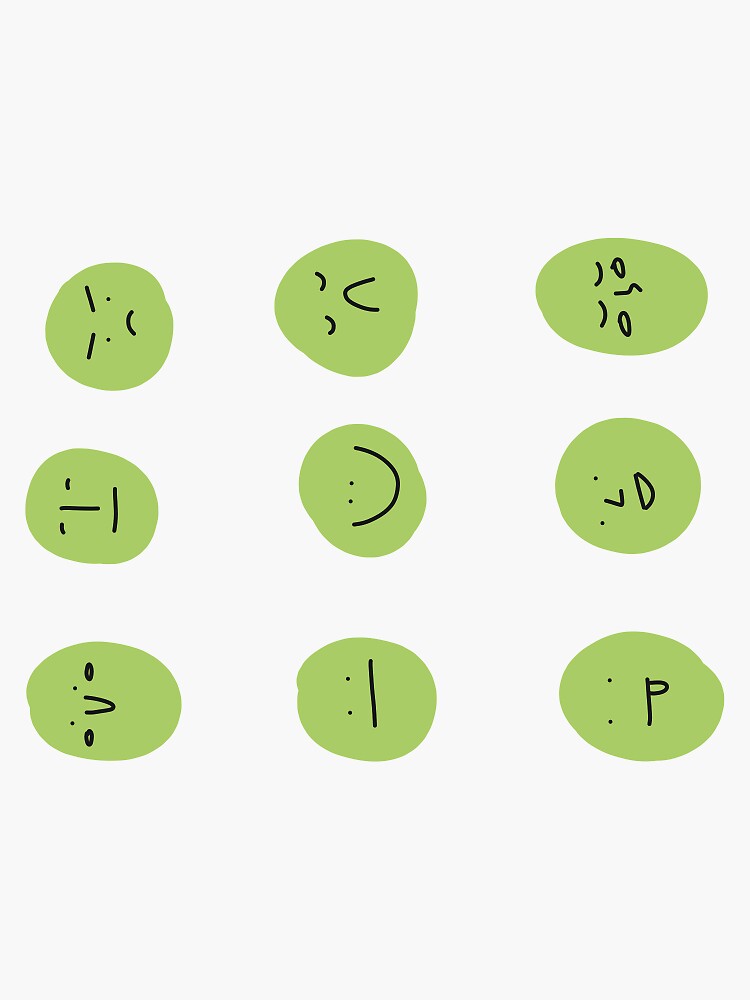 "mood faces sticker pack (green) " Sticker by kristyung | Redbubble