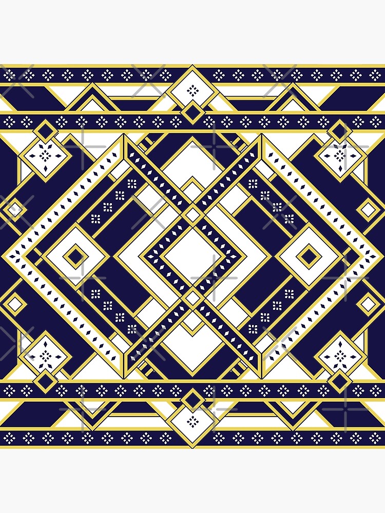 "Art Deco Geo Design in Navy Blue and White" Art Print for Sale by ...