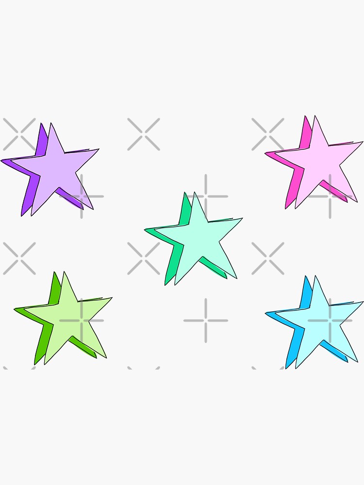 "pastel colourful star sticker pack " Sticker for Sale by madebyshania ...