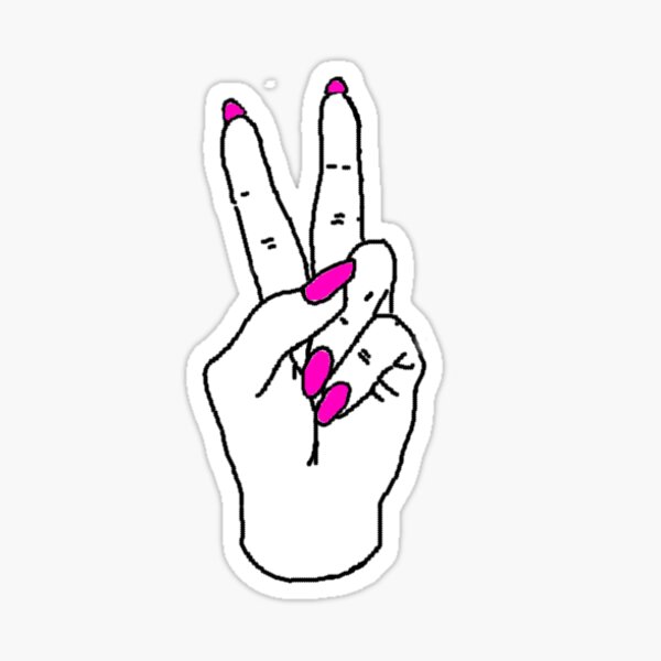 "peace sign w pink nails" Sticker for Sale by maddysstickerss | Redbubble