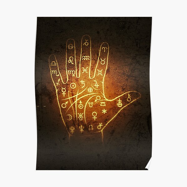 "Chiromancy And Palmistry (Chart with signs and symbols)" Poster by ...