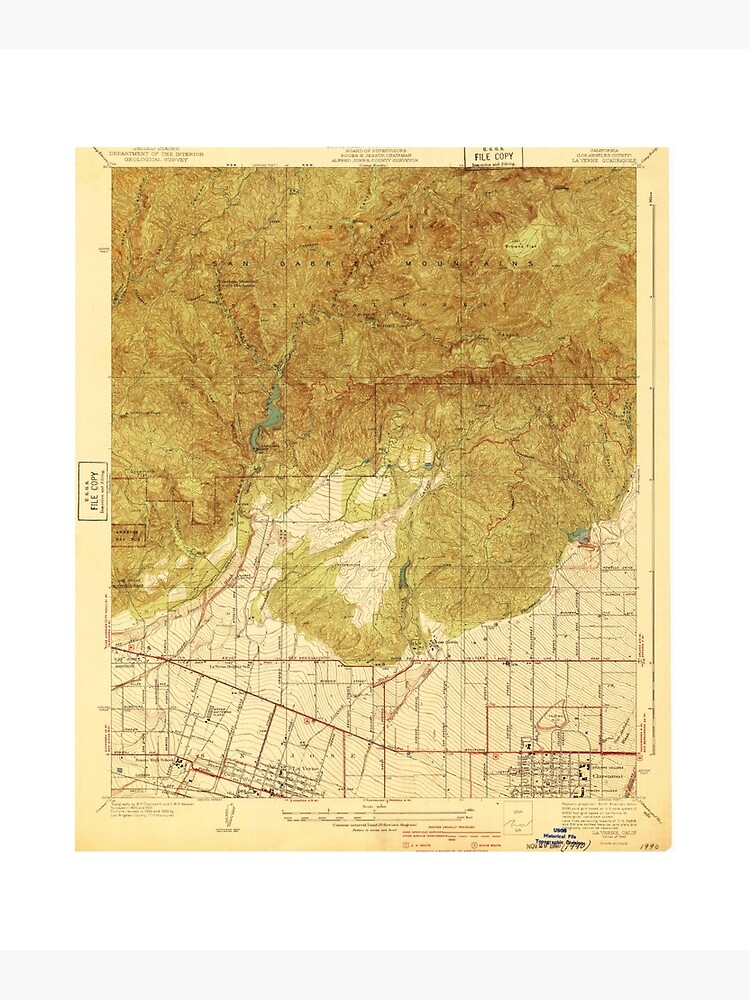 "La Verne, CA from 1940 Vintage Map - High Quality" Photographic Print ...