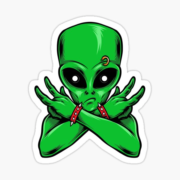 "Alien Rock Star Rock n Roll UFO" Sticker for Sale by markz66 | Redbubble