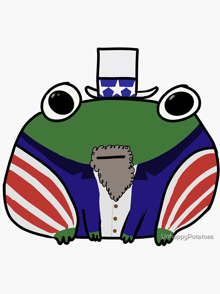 "Uncle Sam Frog" Sticker for Sale by UnhappyPotatoes | Redbubble