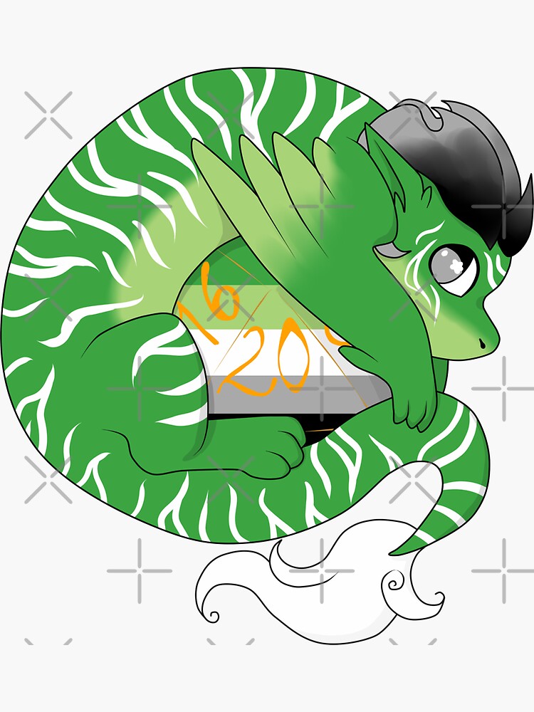 "Aromantic Pride dice dragon" Sticker for Sale by inkblotwolf | Redbubble