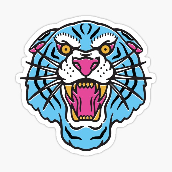 "Tiger tattoo flash" Sticker for Sale by SevenSlashSix | Redbubble