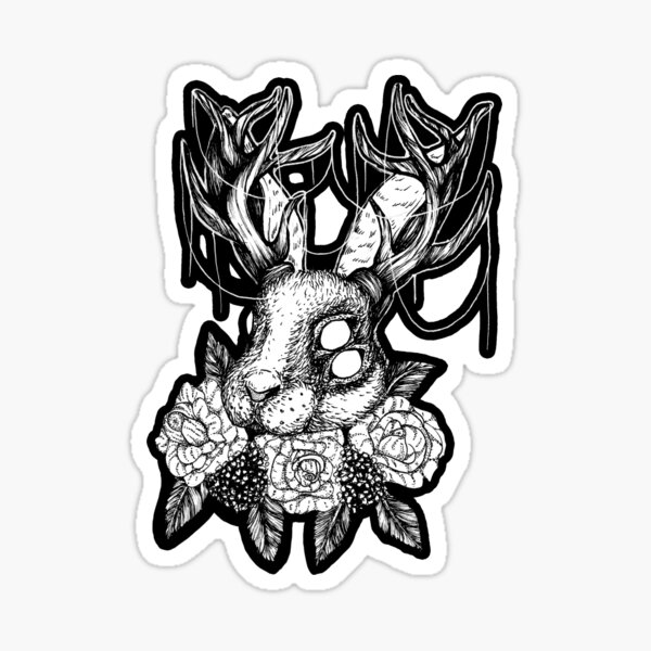 "Horned Bunny Rabbit" Sticker for Sale by anaagathaart | Redbubble