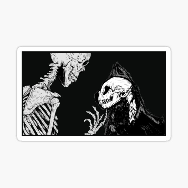 "Meow - Skeleton and Cat" Sticker for Sale by jess1586 | Redbubble