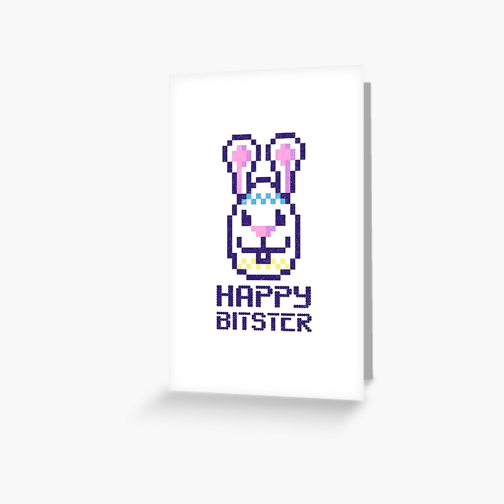 "Happy Bitster - Pixelated 8-Bit Bunny Design" Greeting Card for Sale ...