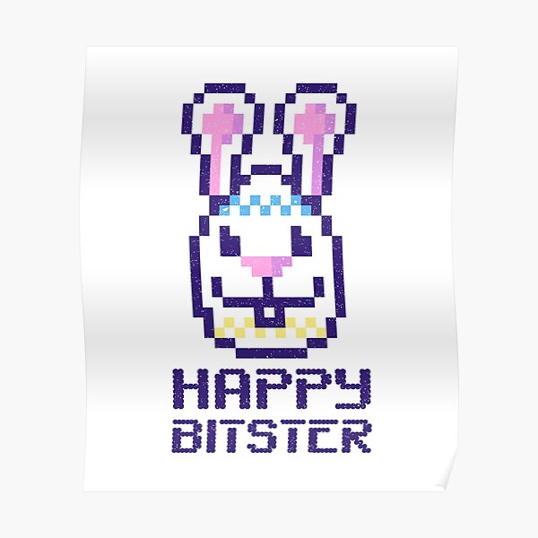 "Happy Bitster - Pixelated 8-Bit Bunny Design" Poster for Sale by Lart ...