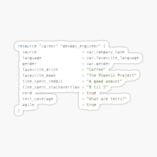 "DevOps Engineer Terraform Funny Code" Sticker for Sale by ...