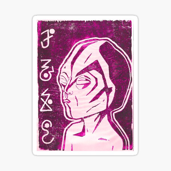 "Pink Alien ET Woodcut" Sticker by RJTextures | Redbubble