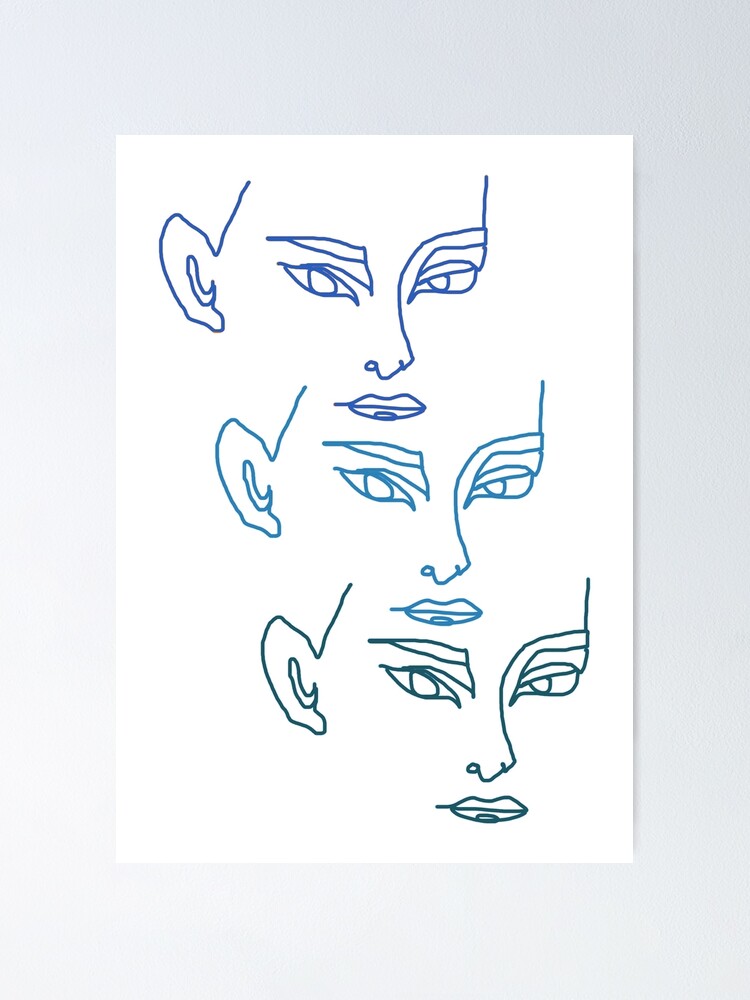 " Triple face line art" Poster by isobelcough | Redbubble