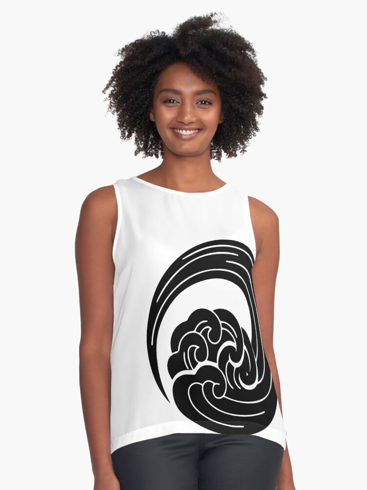 "Japanese Kamon Crest - Ocean Wave - Black Version" Sticker for Sale by ...