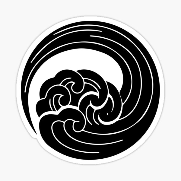 "Japanese Kamon Crest - Ocean Wave - Black Version" Sticker for Sale by ...