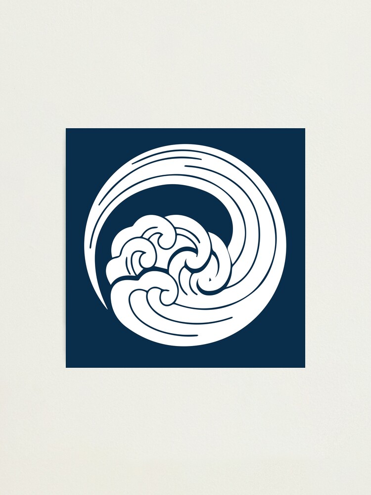 "Japanese Kamon Crest - Ocean Wave - White Blue Version" Photographic ...