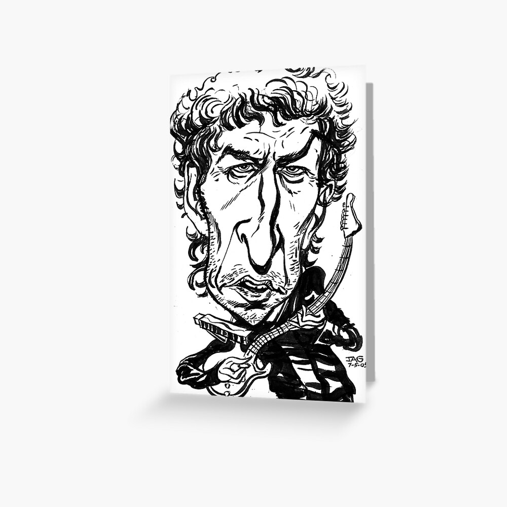 "Bob Dylan Caricature" Greeting Card for Sale by JohnnyGolden | Redbubble