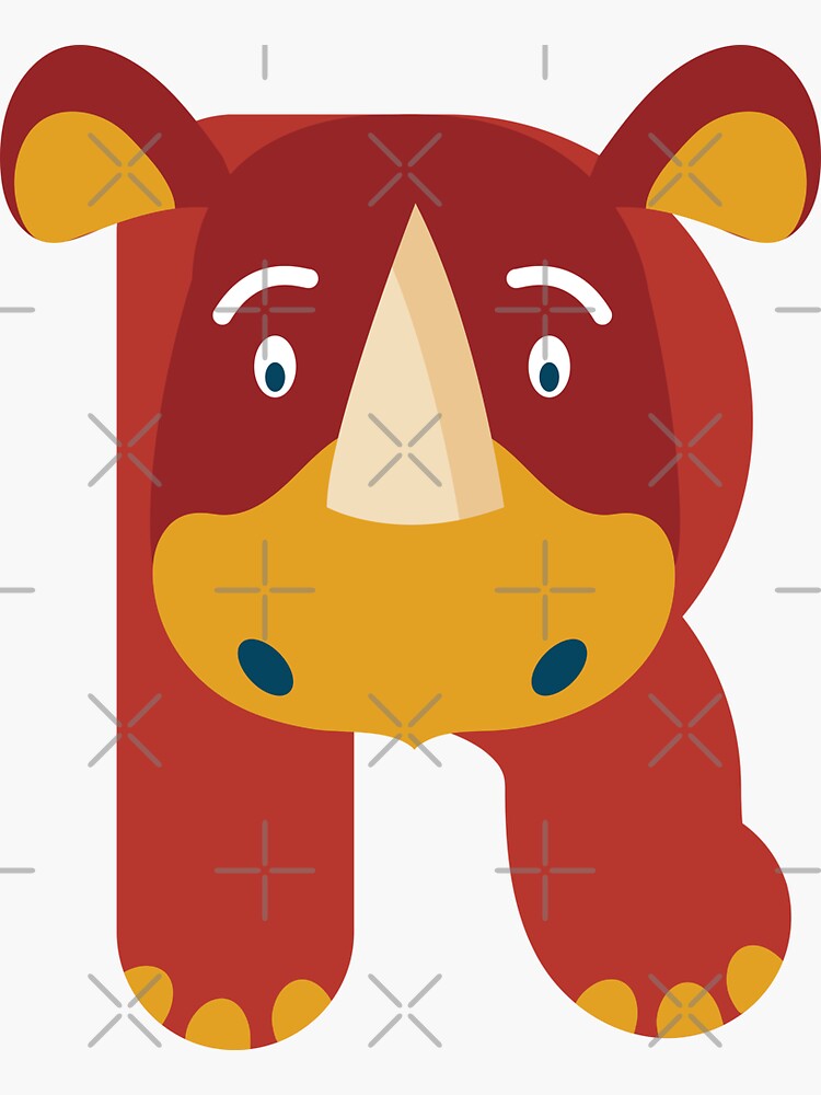 "Letter R - RHINO , Animalphabet" Sticker for Sale by orori | Redbubble