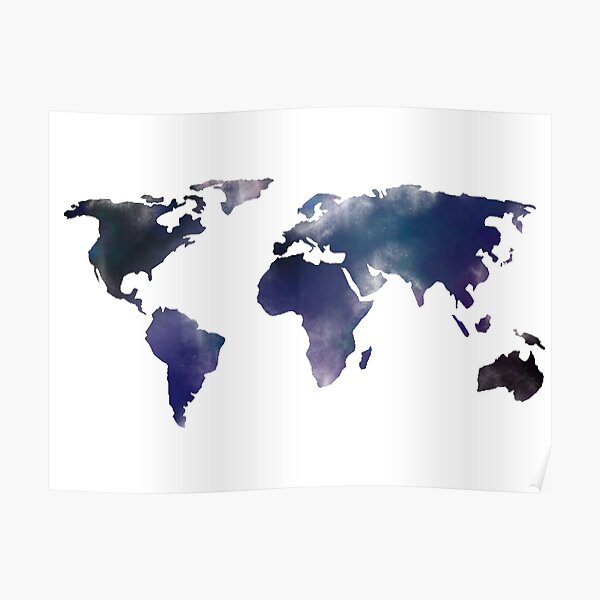 "Galaxy world map" Poster for Sale by karlys-stickers | Redbubble