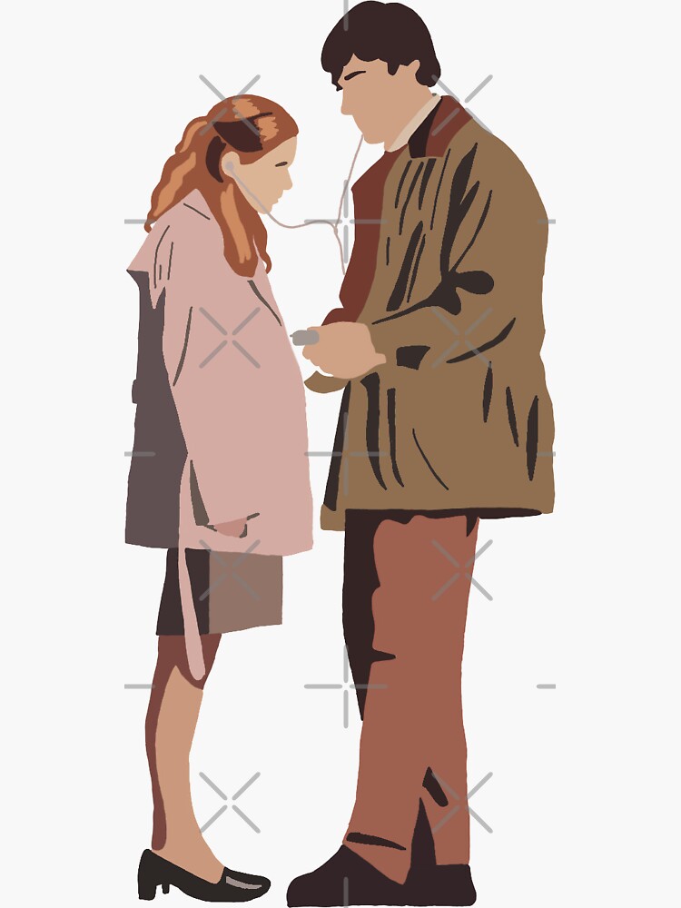 "Jim and pam listening to music" Sticker for Sale by cristal26 | Redbubble